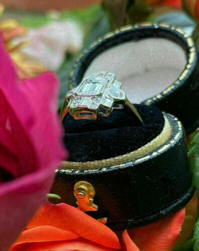 Vintage Art Deco 3.50 Ct Emerald Cut Lab-Created Diamond Old Romanian ...