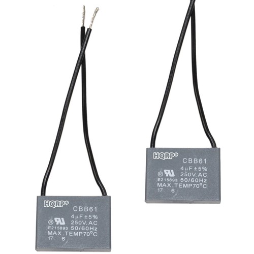2x Replacement Motor Capacitors 4uf 2-Wire CBB61 for Harbor Breeze ...