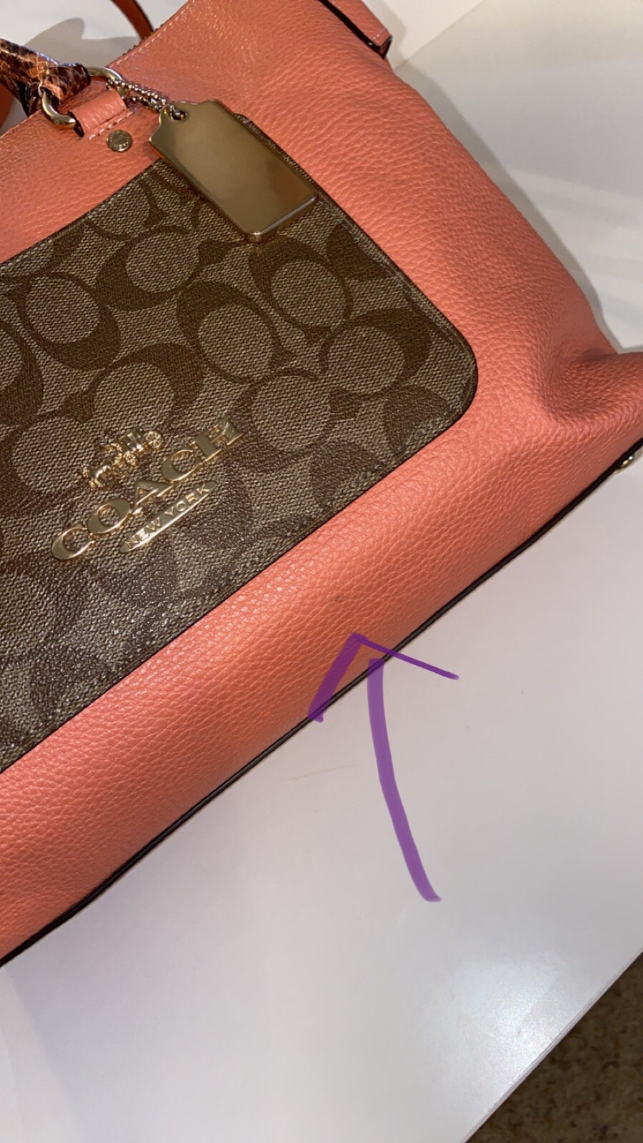 Coach Emma Satchel Leather & Signature Canvas Snakesk… - Gem