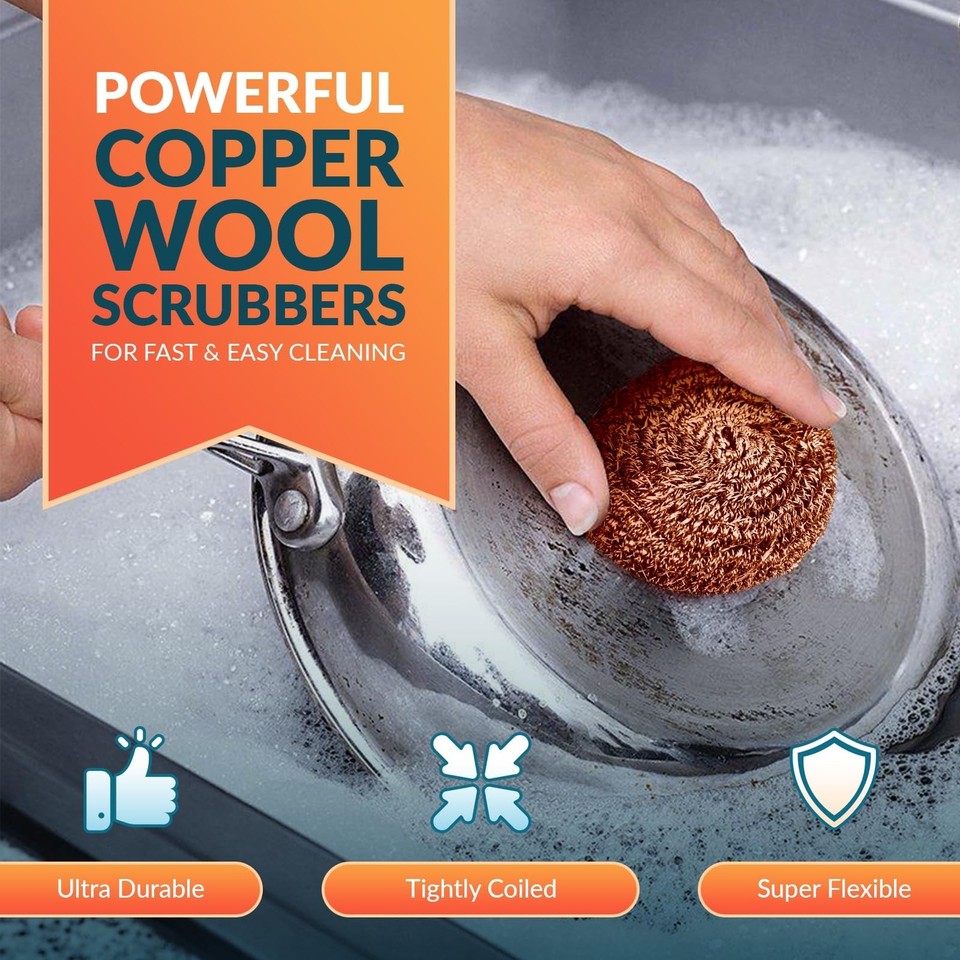 PAMI Heavy Duty Non Scratch Copper Scrubbers for Pots and Pans, Copper ...