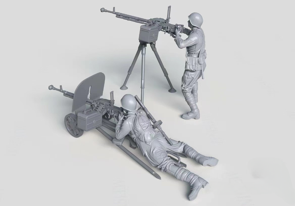 WW2 German 2 Soldiers and Heavy Machine Guns 1/35 Scale Resin Figures ...