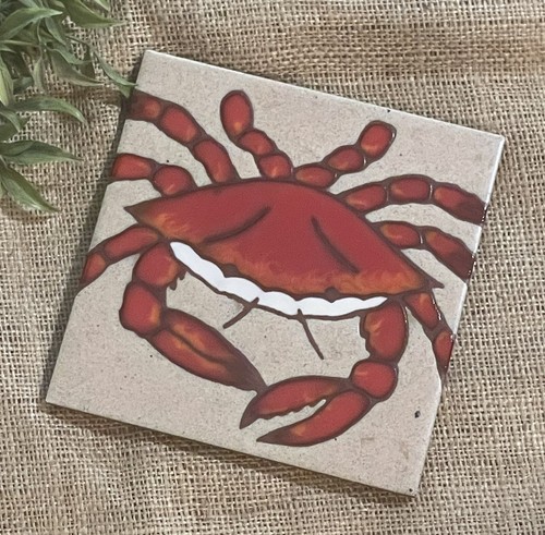 Besheer CRAB Art Tile~Trivet Wall Art ~Seafood Beach Kitchen Ocean ...