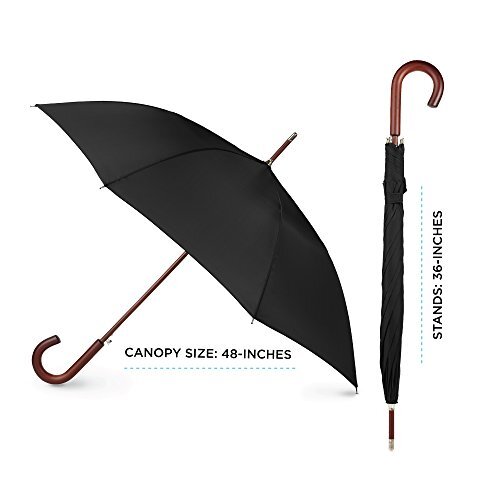 Eco Auto Open Umbrella Classic Wooden J Stick Handle With Easy Grip ...
