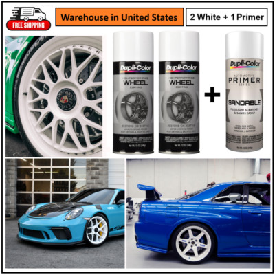 White Wheels Spray Paint Rims Steel Alloy Metal Plastic Restore ...