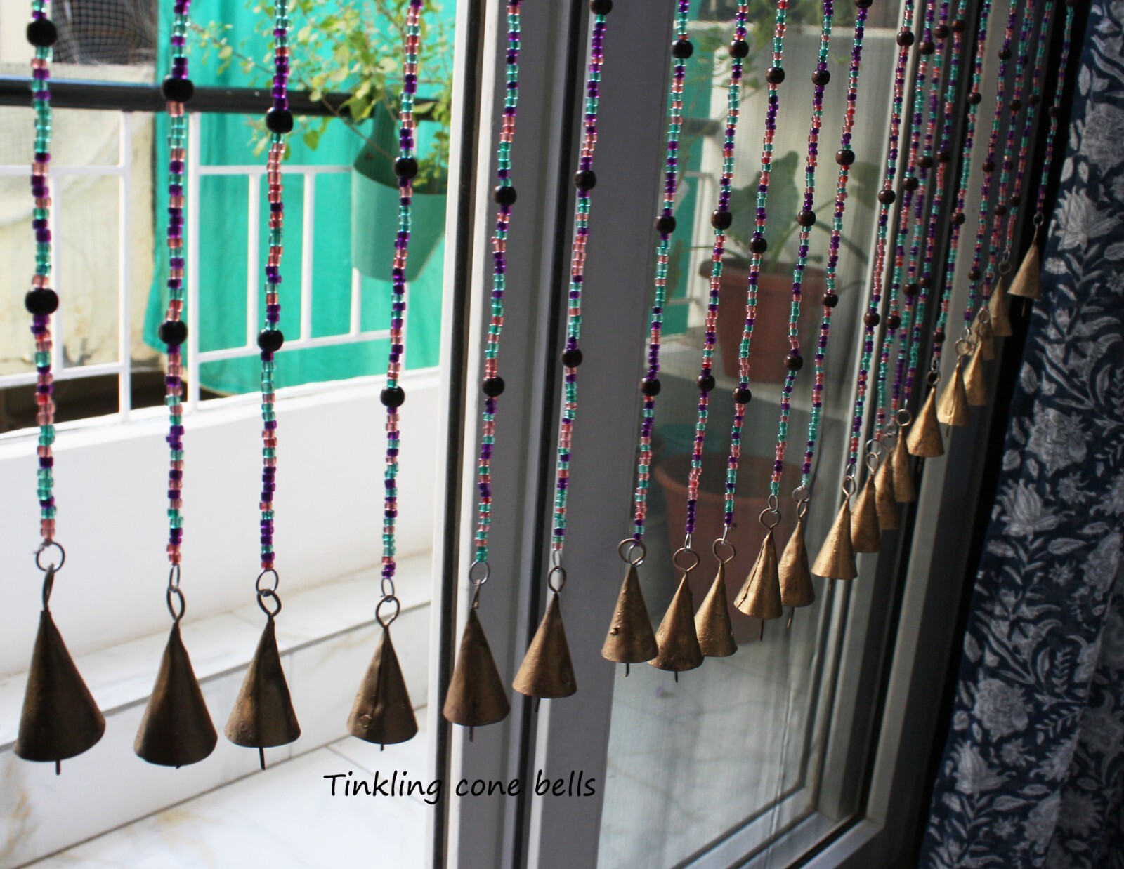 Handmade Beaded String with bells Curtain Hippie Boho Colorful Home ...