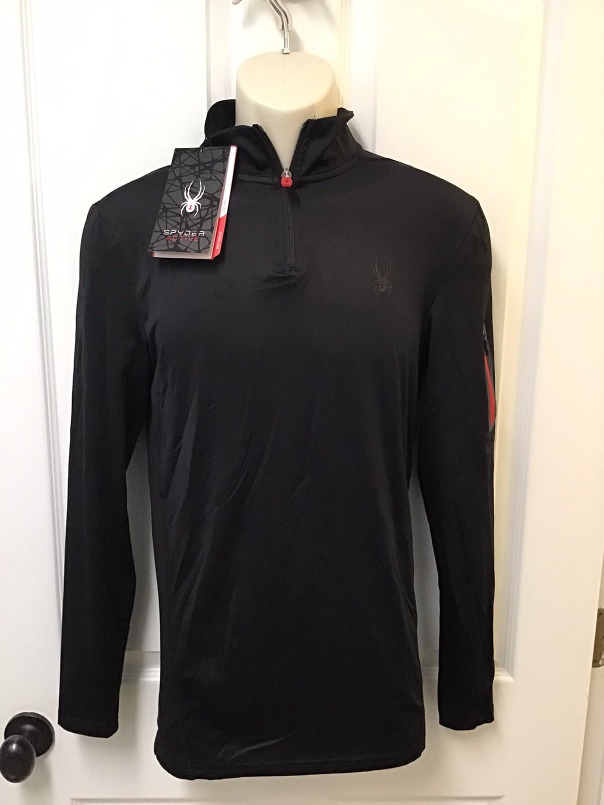 Spyder Active ProWeb Men’s 1/4 Zip Lightweight Pullover Black Red Size Small 389 | eBay