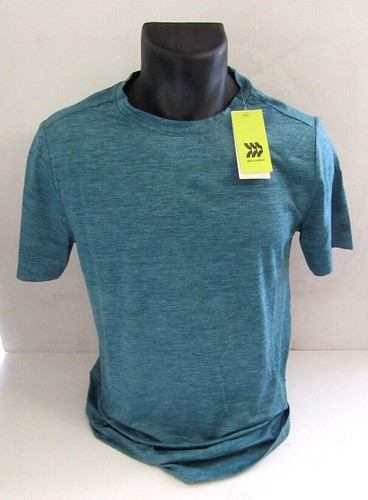 Men's all in motion Short Sleeve running Tee Shirt Green Blue Polyester ...