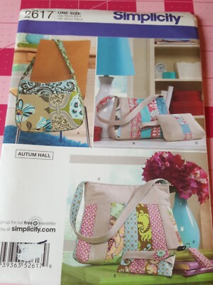 Simplicity Pattern 2617 Purses Handbags Tissue Holder Make Up Bag ...