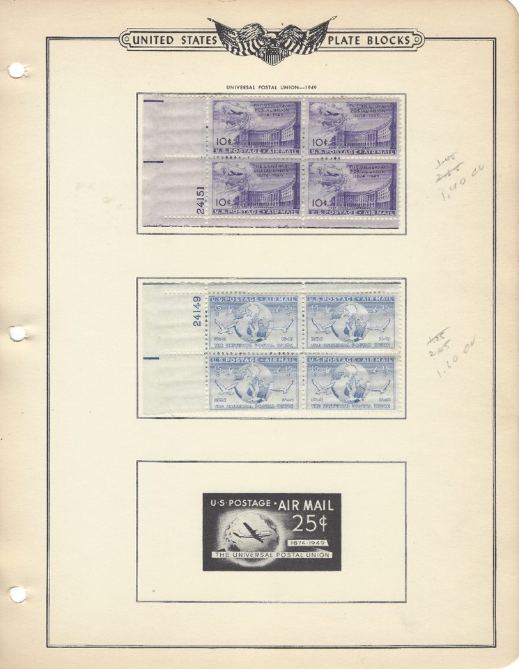 US Plate Block Collection Lot of 141 PB from 1931-1956 & Some Air Mail ...