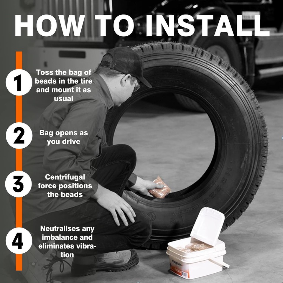 Magnum+ Tire Balancing Beads for Trucks, Trailer, 8.5oz/240g - Pack of ...