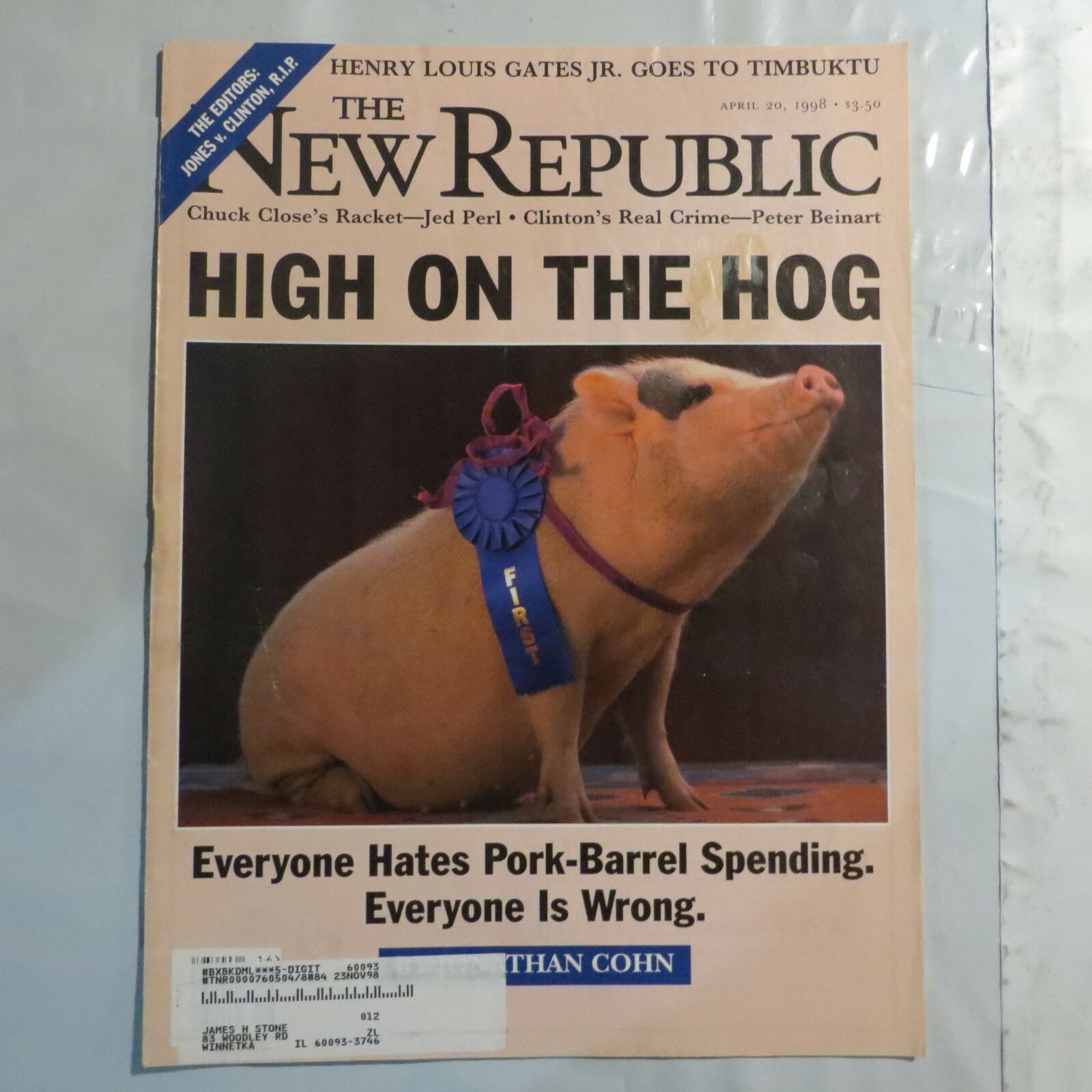 The New Republic Magazine 1998 April High on the Hog Pork Barrel ...