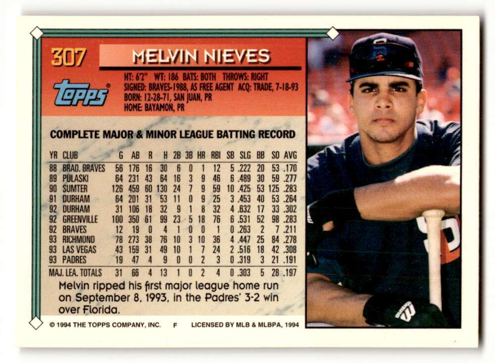 1994 Topps - #307 Melvin Nieves for sale online | eBay