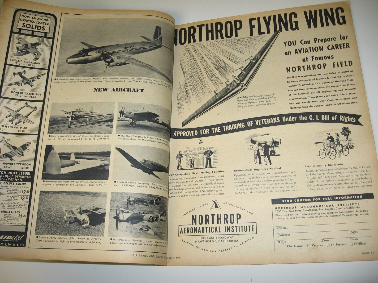 1947 Rare March Air Trails Magazine with XS-1 Bell Photos Story, Slick ...
