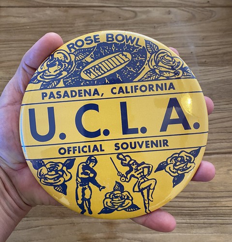 VTG UCLA Los Angeles Pasadena Rose Bowl 6” Souvenir Pinback Pin 50s 60s ...