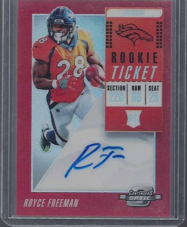 ROYCE FREEMAN 2018 CONTENDERS OPTIC ORANGE ROOKIE TICKET ON CARD AUTO ...