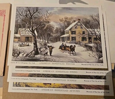 Currier & Ives 5x7 Lithograph Set Of 4 Seasons Prints | eBay