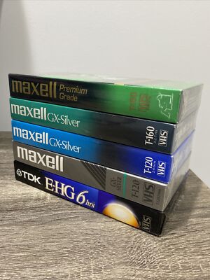 Blank VHS Video Tapes Maxwell TDK T-120 T-160 6 & 8 Hours NEW Sealed ...