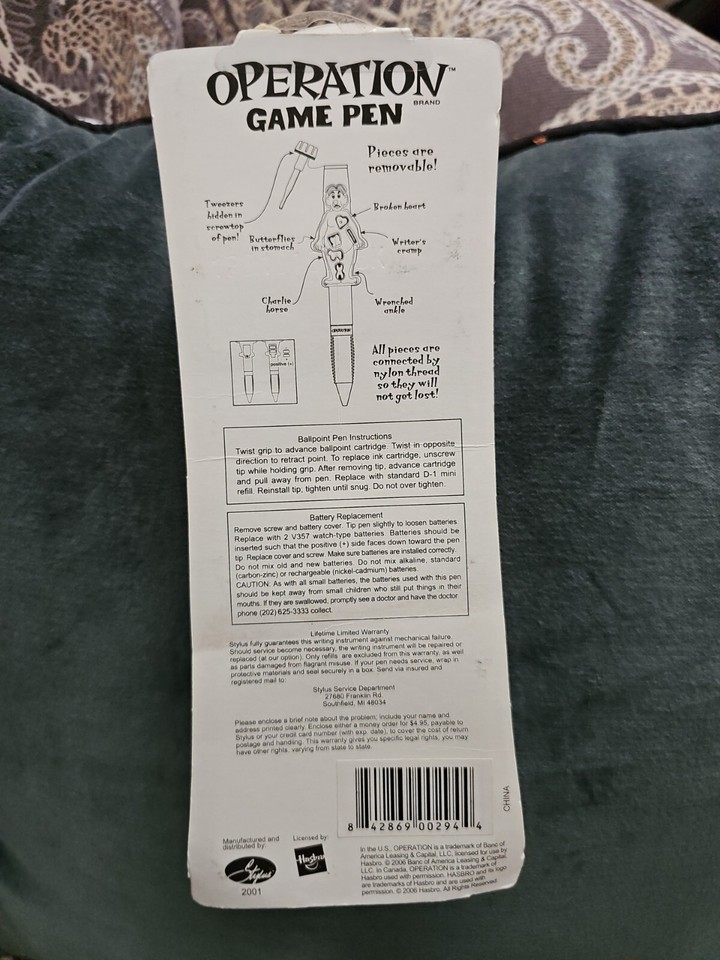 Operation Game Pen Mini Travel Operation Game & Pen by Hasbro NEW ...