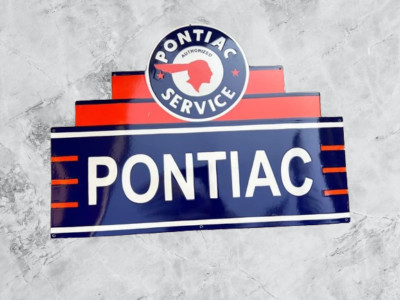 Pontiac Service Porcelain Enamel Heavy Metal Sign 36 x24 nches Double ...