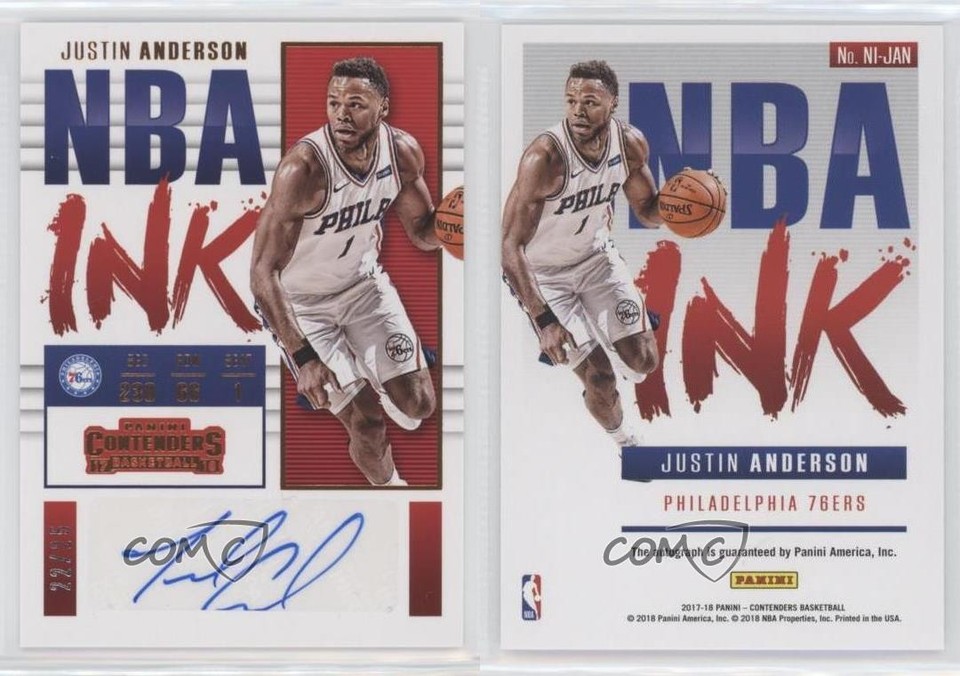 2017-18 Panini Contenders NBA Ink Bronze 22/25 Justin Anderson #NI-JAN ...