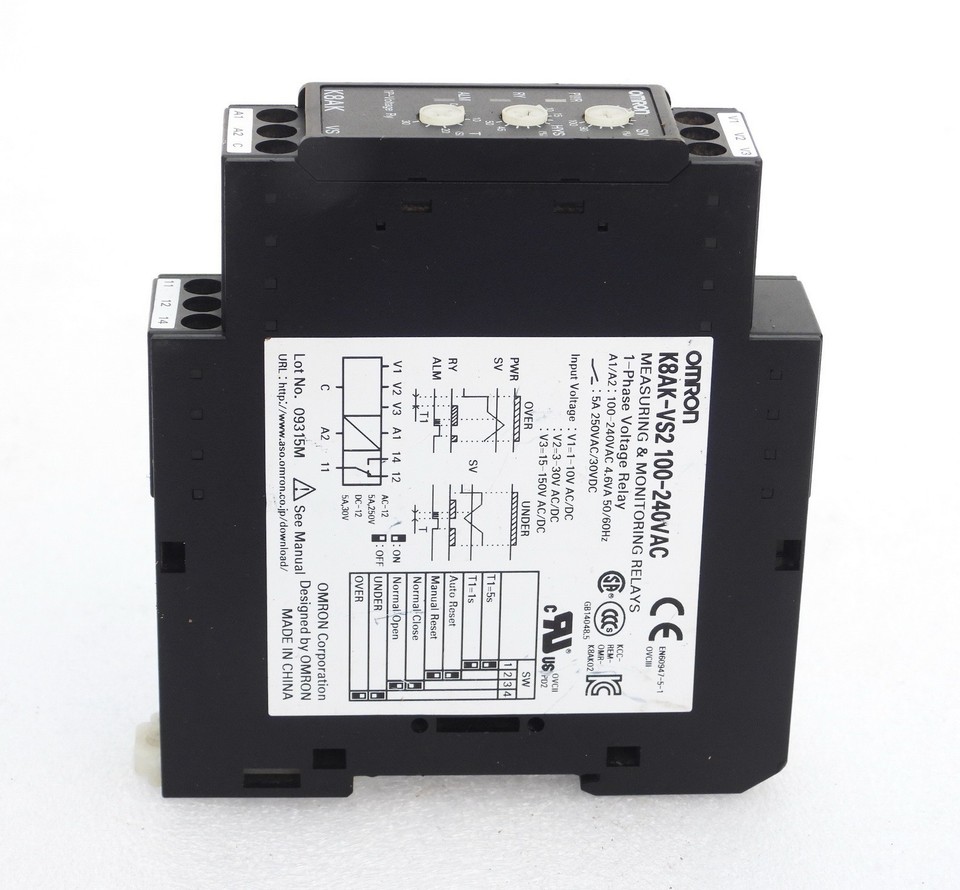 OMRON K8AK-VS2 100-240VAC SINGLE-PHASE DIN-RAIL MOUNTED VOLTAGE ...