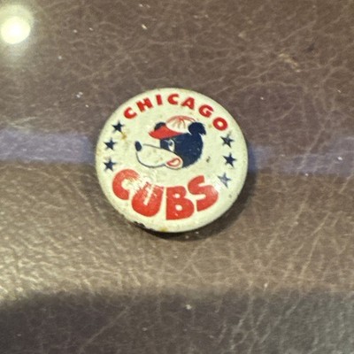 1961 CRANE POTATO CHIPS baseball button pin CHICAGO CUBS 1" dia. WHITE ...