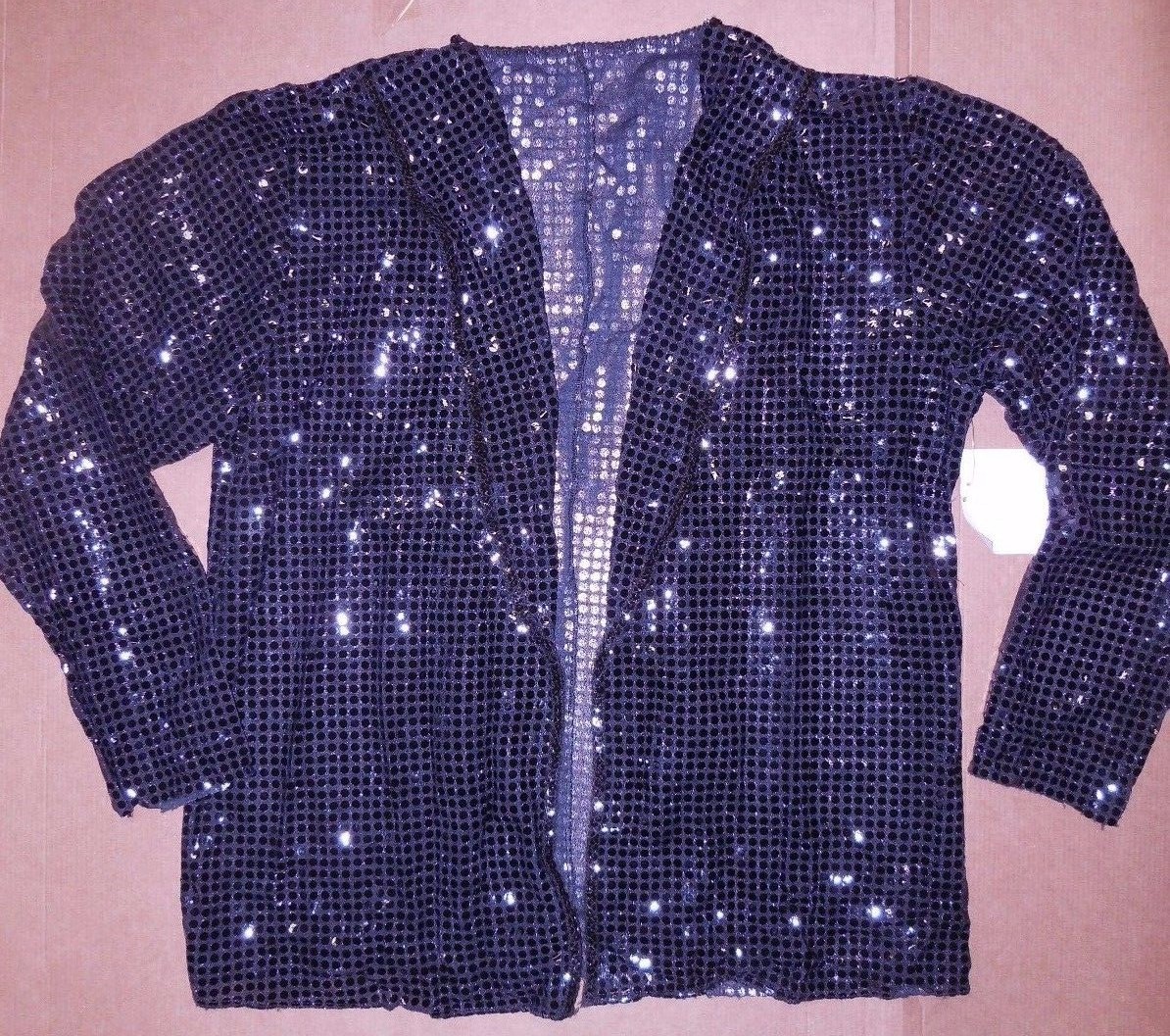 Black Sequin open Shirt Jacket Long Sleeve ch/ladies Men OVR 40 n stock ...