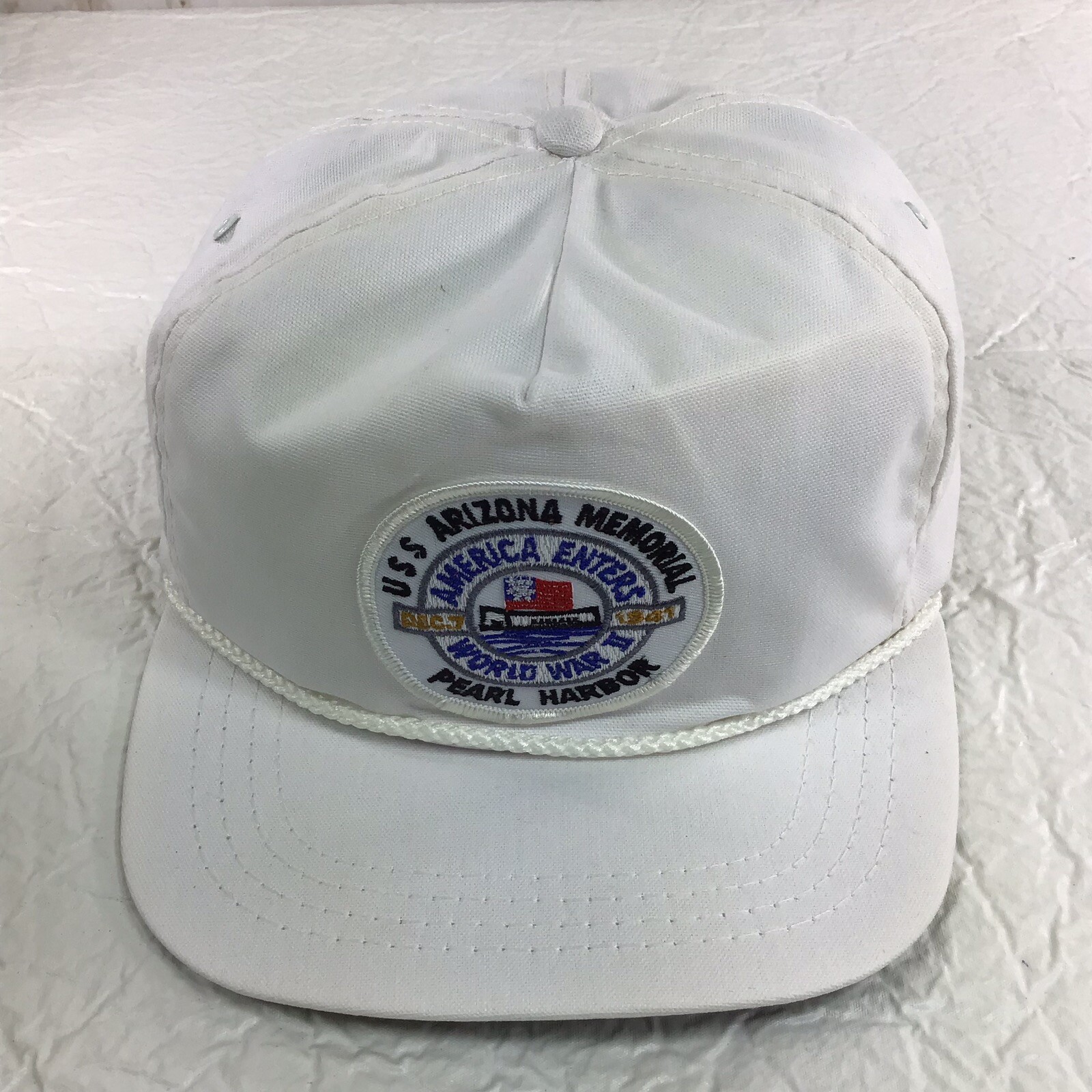 Vintage USS Arizona Memorial World War II Snapback Hat White Trucker ...