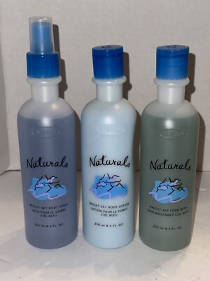 New Sealed Avon Naturals Bright Sky Body Spray Body Lotion and Foam ...
