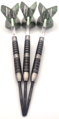 22g Tungsten Darts - Black Ringed Dart Barrels, Stems + Pentathlon Dart ...