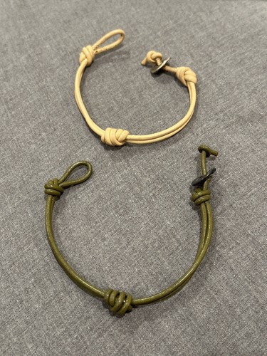 Pair of Beige Green Leather Bracelets Made In Greece Athens Protasis ...