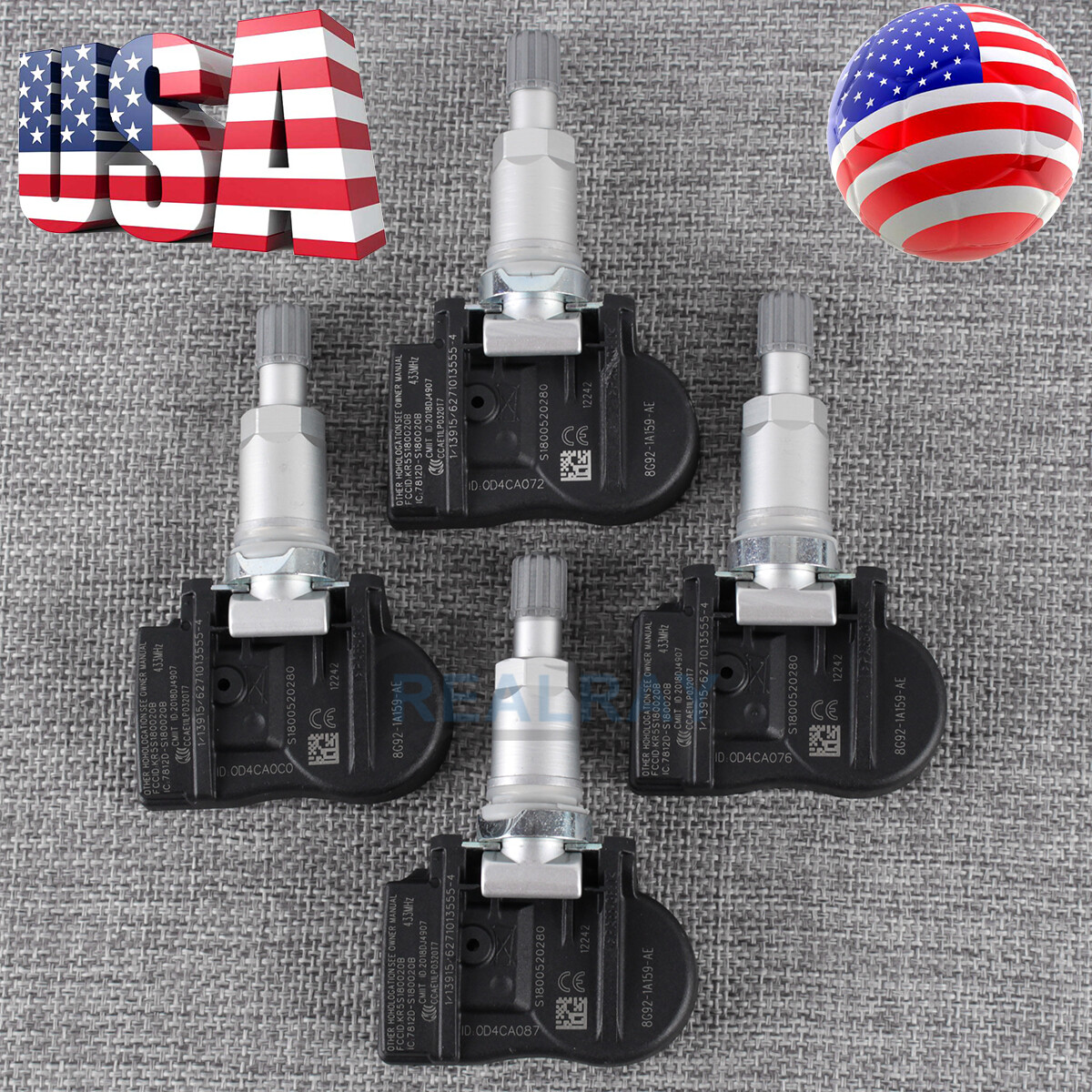 Set of 4 For Volvo TIRE PRESSURE SENSOR TPMS 8G92-1A159-AE 433 MHz SET ...