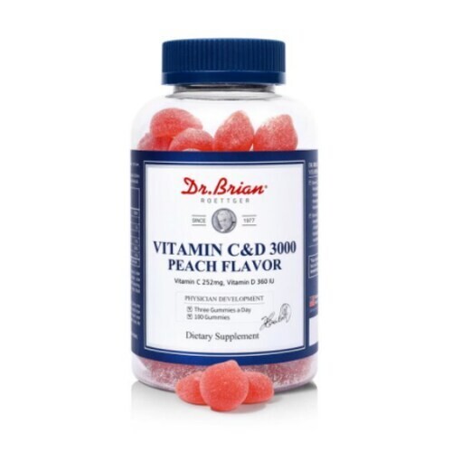 Dr. Brian Peach Flavor Vitamin C&D 3000 / 300g (3,000mg x 100 gummies ...