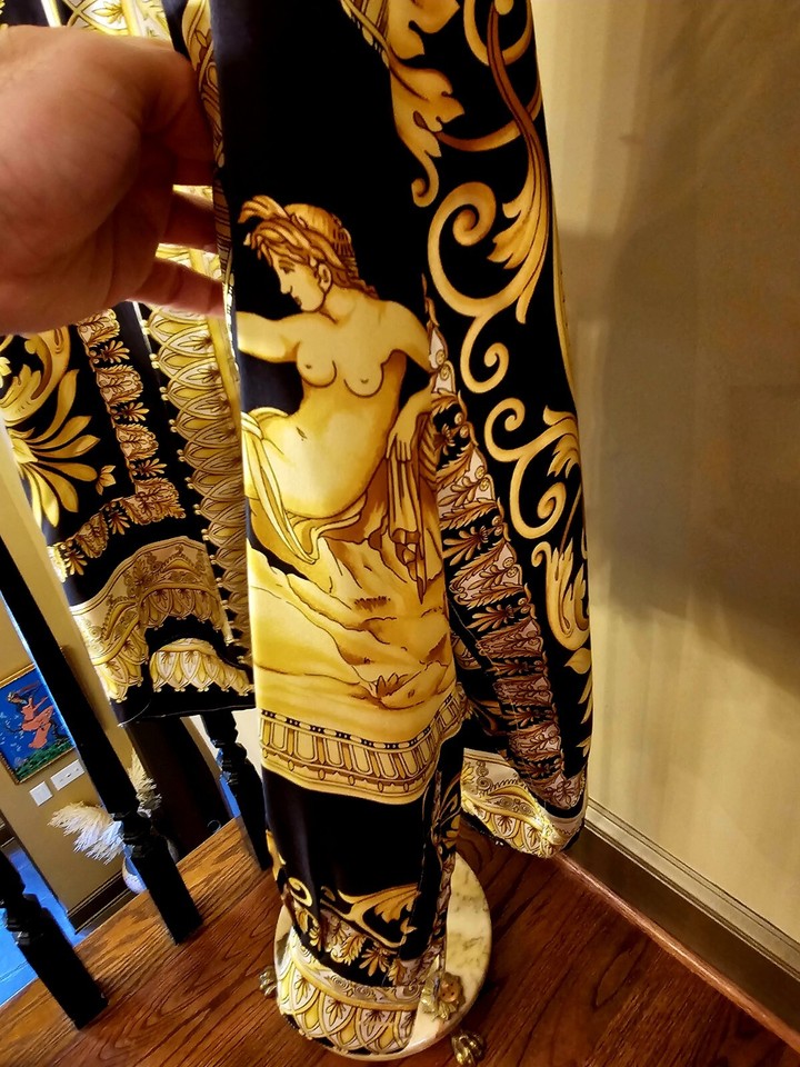 Gianni Versace Black W/White & Gold 100% Silk Shirt Very Rare Handmade ...