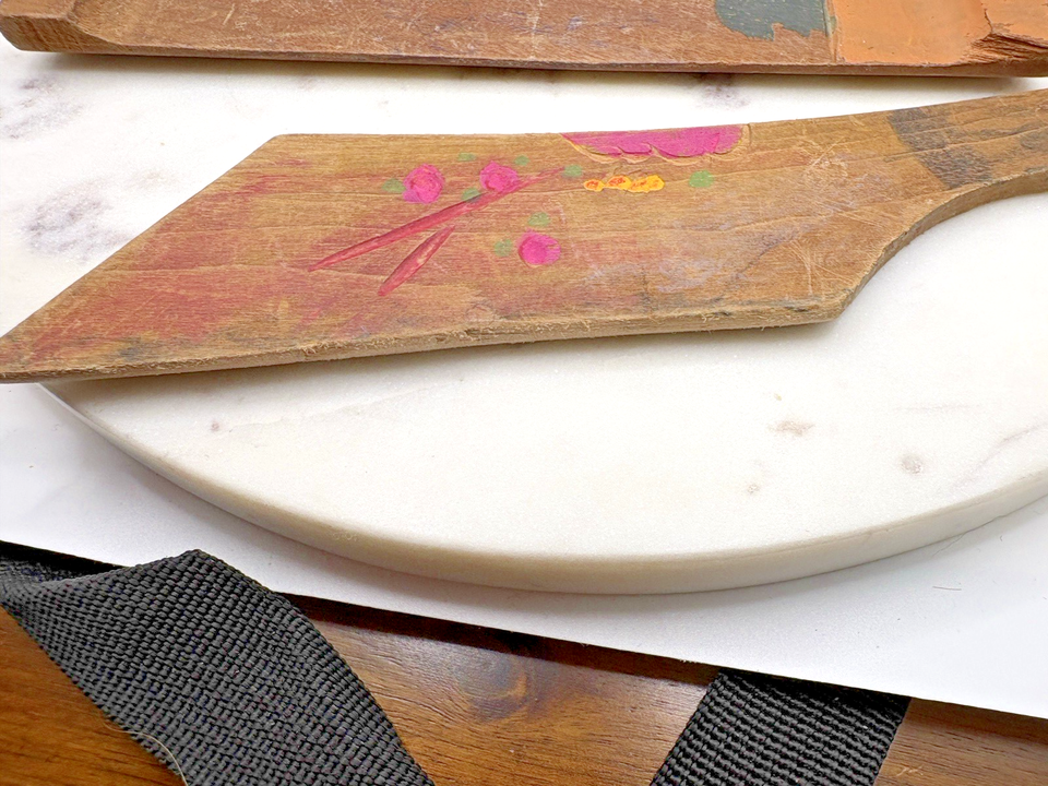Vintage Wood Hand Carved & Tole Painted Crumb Tray & Scraper circa 1930 ...