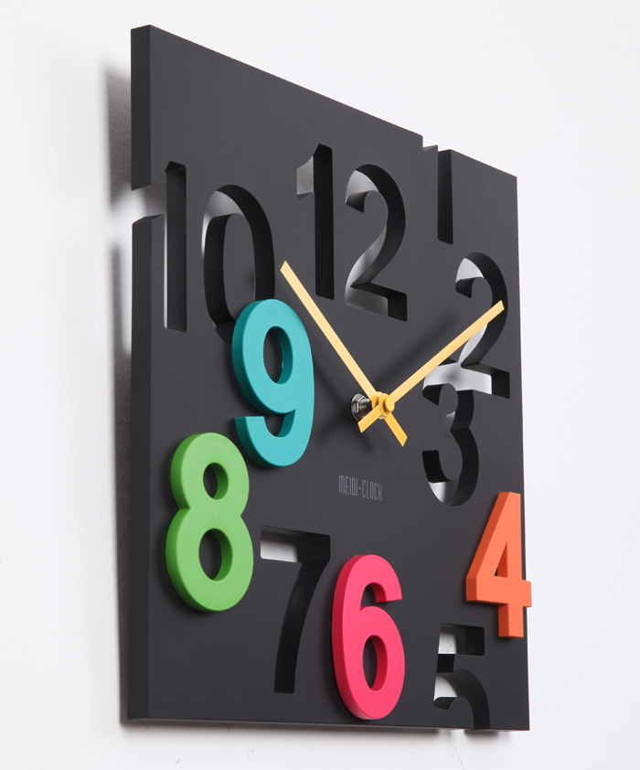 Colorful Modern Contemporary Wall Desk Clock with Hollowed-Out Numbers ...