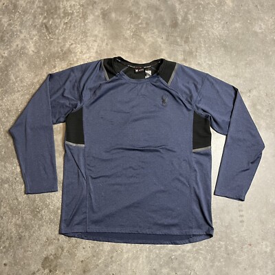 Spyder Compression Shirt Mens Large Blue And Black Y2K Preowned | eBay