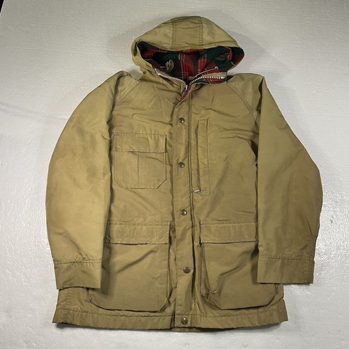 VINTAGE Woolrich Jacket Womens Tan Plaid Wool Lined Field Barn Chore ...