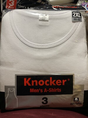 3 Pack Knocker White A Shirt Tank Top Men's Underwear 2XL Large 50-52 ...