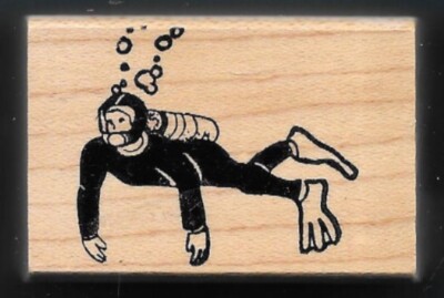 SCUBA DIVER AIR TANK BUBBLES Ocean Lake SWIM Hobby CLASSIC STATUS STAMP ...