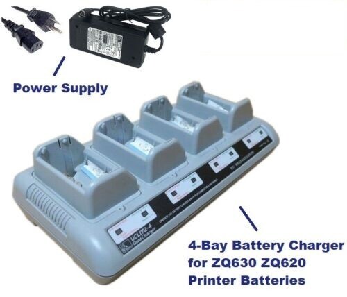 Zebra 4-Bay Battery Charger to ZQ630 ZQ620 Mobile Printer Batteries ...