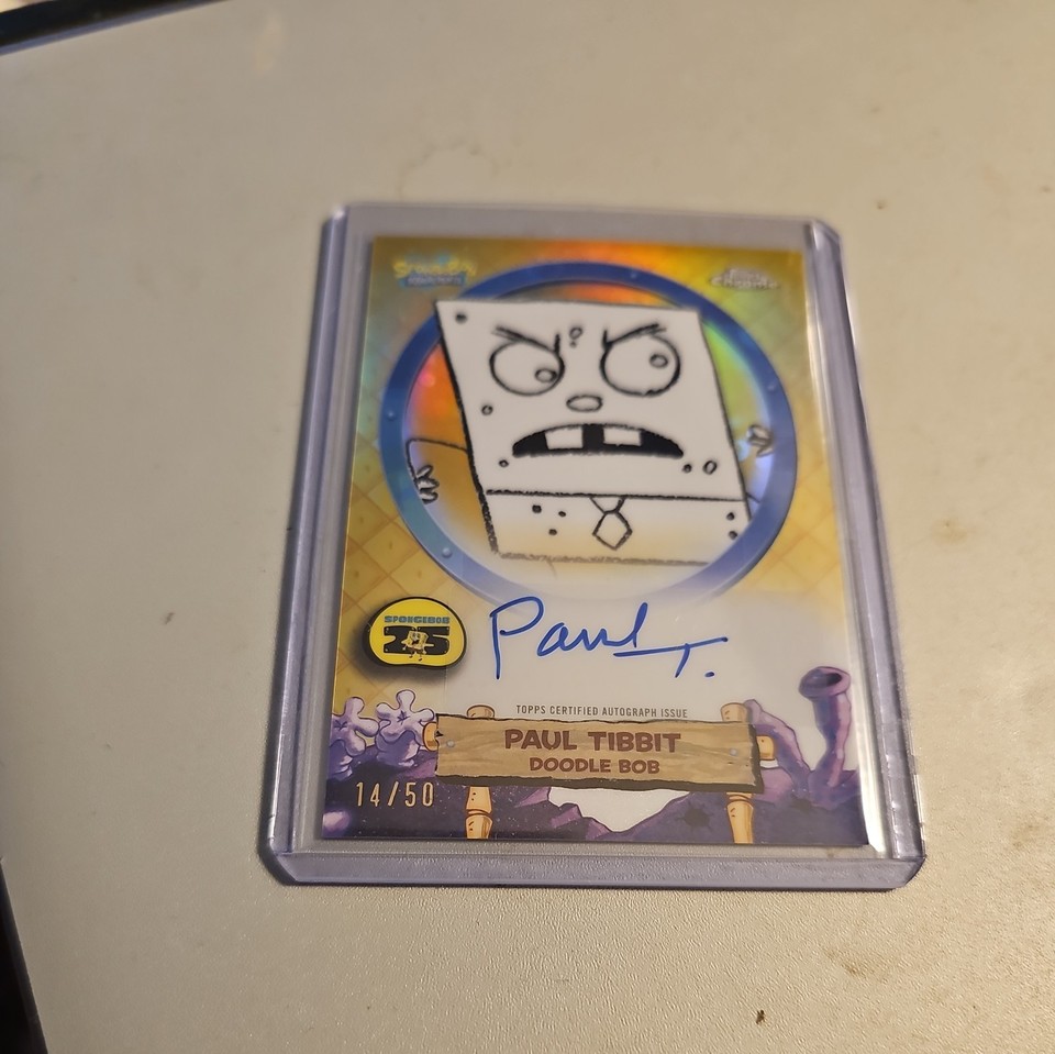 2025 Topps Chrome /50 SpongeBob Paul Tibbit Doodle Bob Auto SSP Gold 14 ...