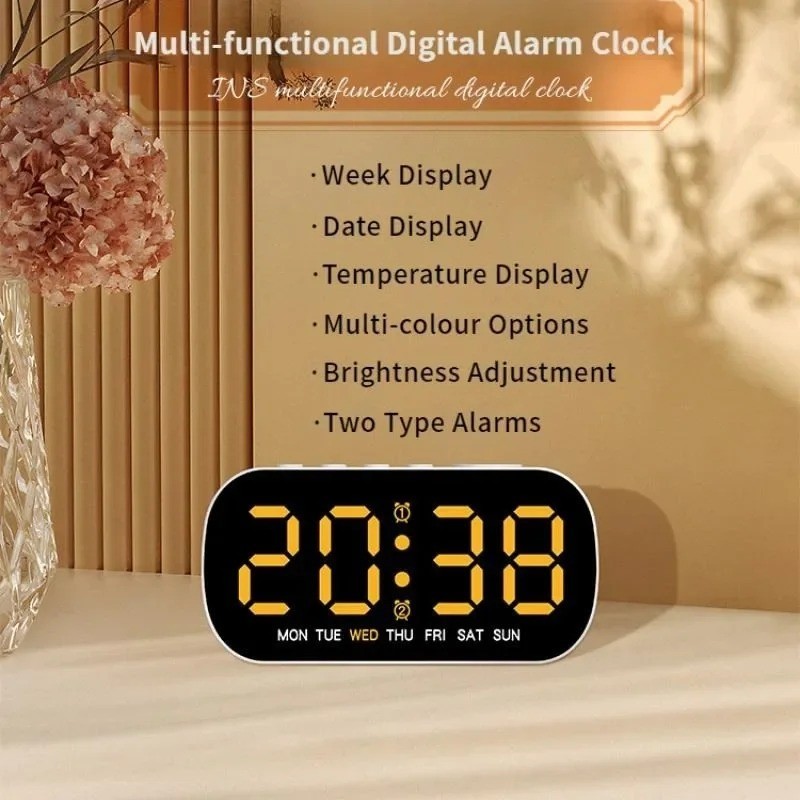 LED Large Display Electric Digital Alarm Clock with Battery Backup and ...