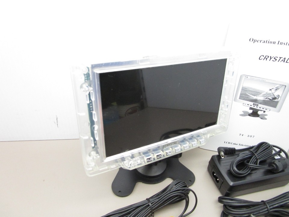 7" LCD Color TV Receiver 12V with AV Cables Clear Case For Prison Jail ...