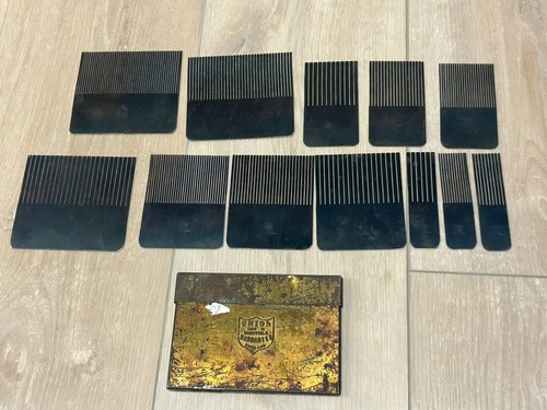 Antique UNION English Blue Steel Set Of 12 English Steel Graining Combs ...