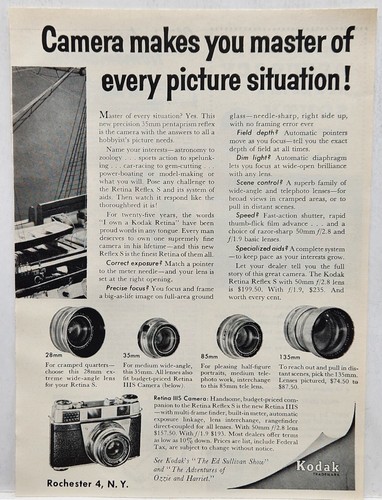 1959 Kodak Camera Retina IIIS Vtg Print Ad Man Cave Poster Art Deco 50 ...