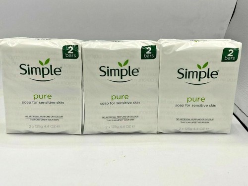 Simple Pure Soap Bar Face & Body Soap For Sensitive Skin Twin Pack 6 x ...