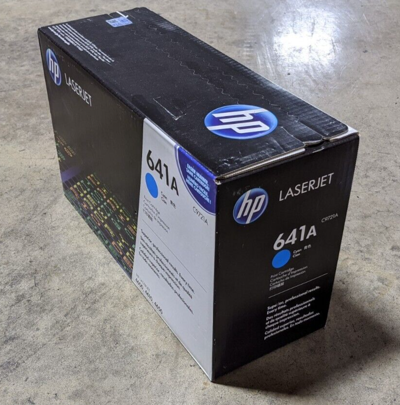 Genuine HP 641A C9721A Cyan Toner Cartridge 8K Page LaserJet 4600 4610 ...