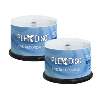 100 PC PlexDisc 16X 4.7 GB DVD-R Glossy White Inkjet Hub Printable Disc ...