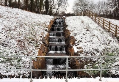 Photo 6x4 Waterfall on the Aberbaiden roundabout Gilwern/SO2414 A new ...